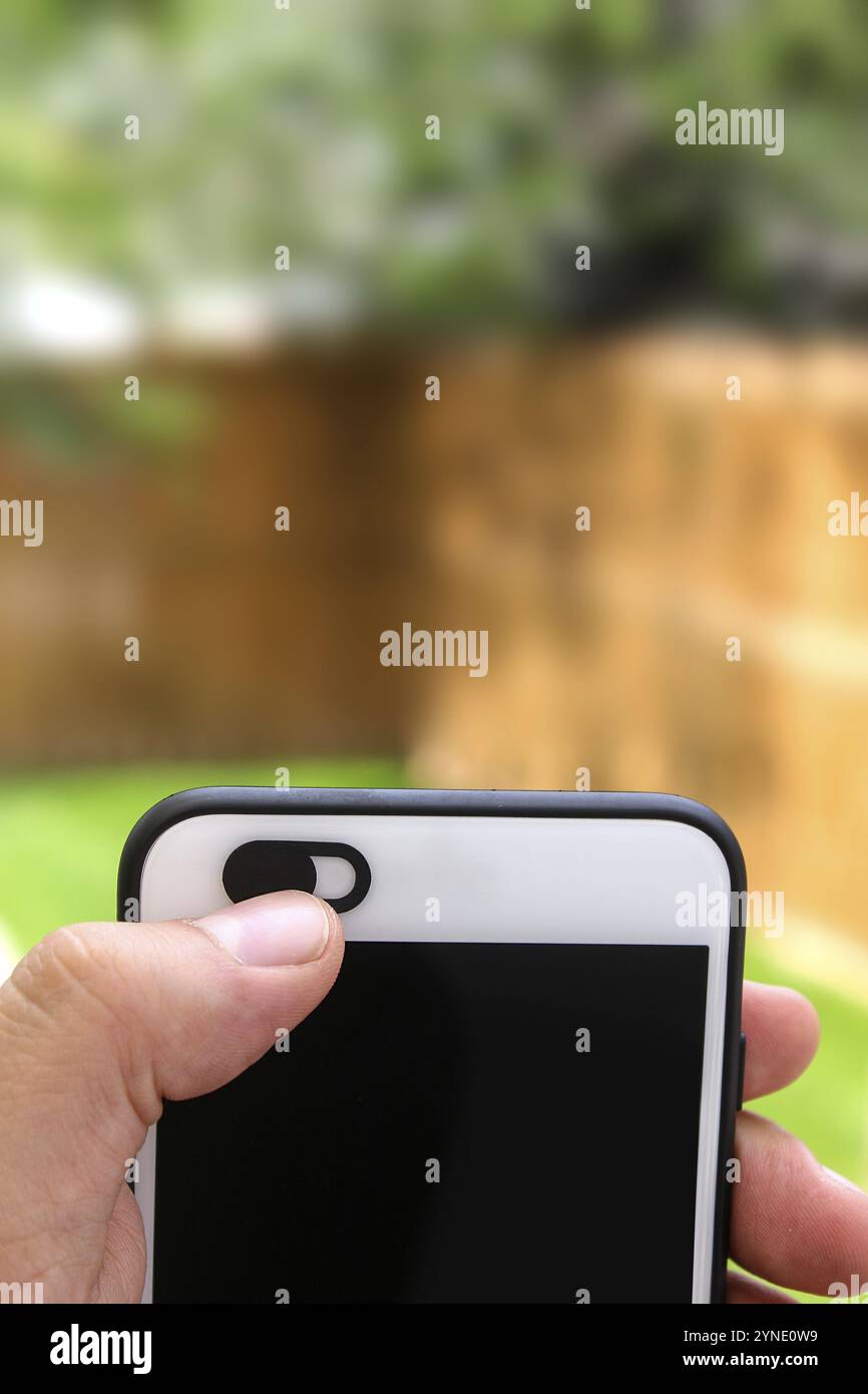 Isolated Camera Privacy Cover Slide, Webcam Cover for phone with a hand ...