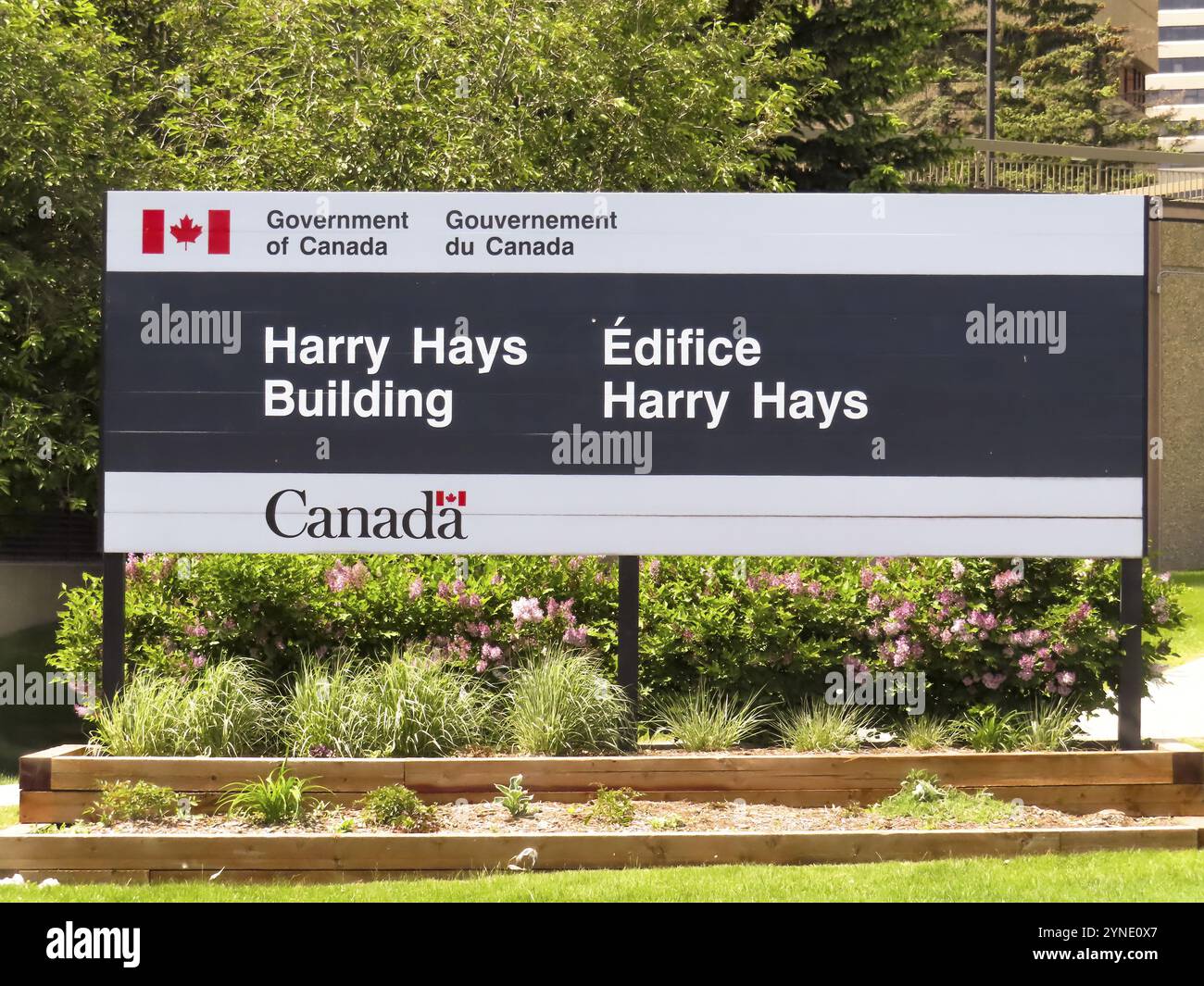 Calgary, Alberta, Canada. Jun 8, 2023. Harry Hays Building sign, a ...