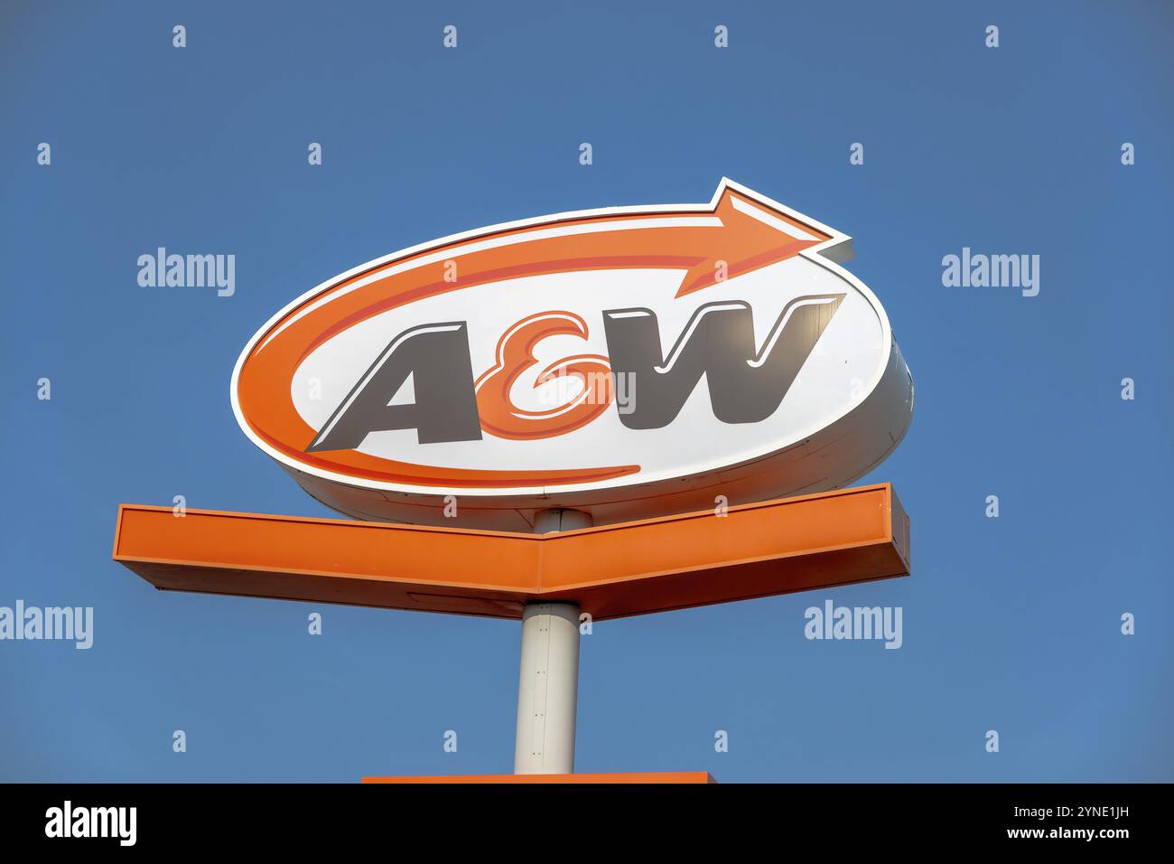 Calgary, Alberta, Canada. July 28, 2023. An A and W burger restaurant ...