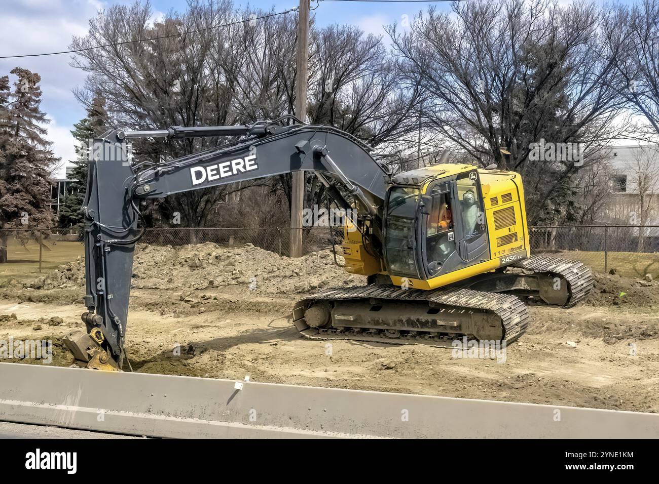 Calgary, Alberta, Canada. Feb 24, 2023. A John Deere 245G Hydraulic ...