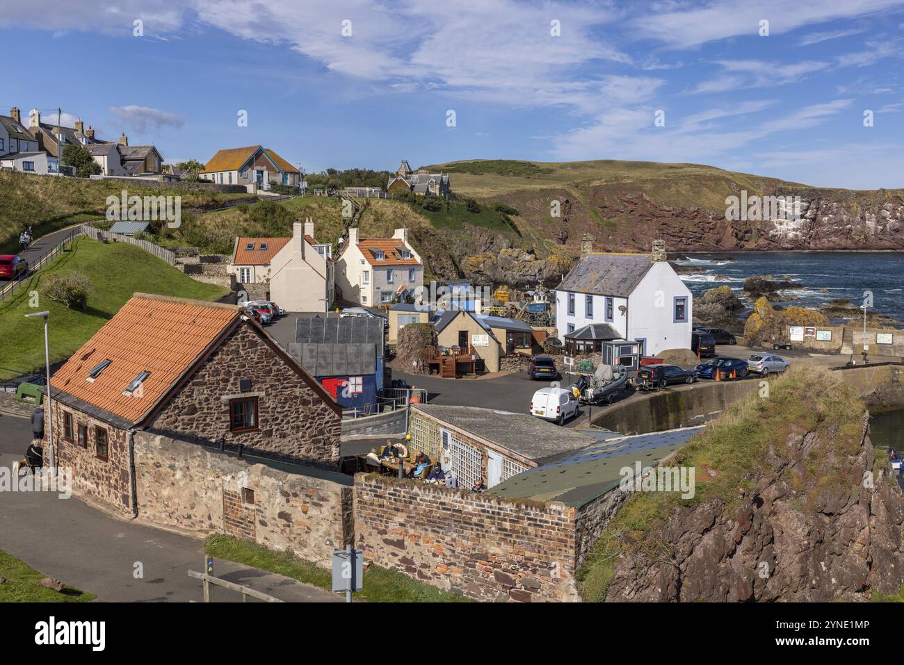 Harbour of the fishing village St. Abbs, Scottish Borders, Scotland ...