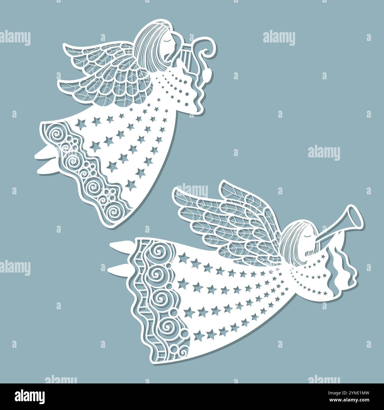 Angel Template Free Vectors | New Year's Card Angel Rabbit