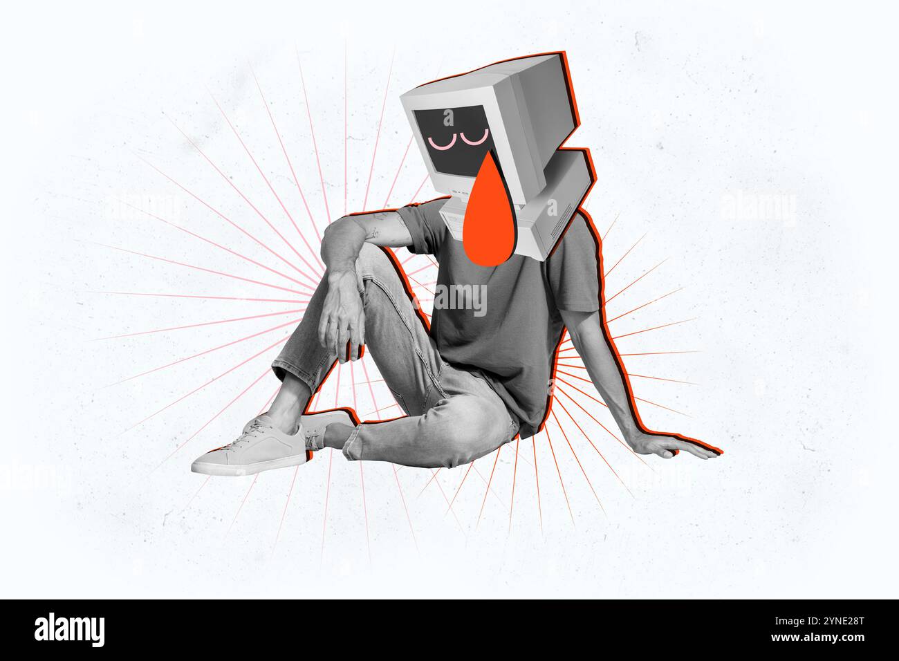 Composite trend artwork sketch image photo collage of silhouette young ...