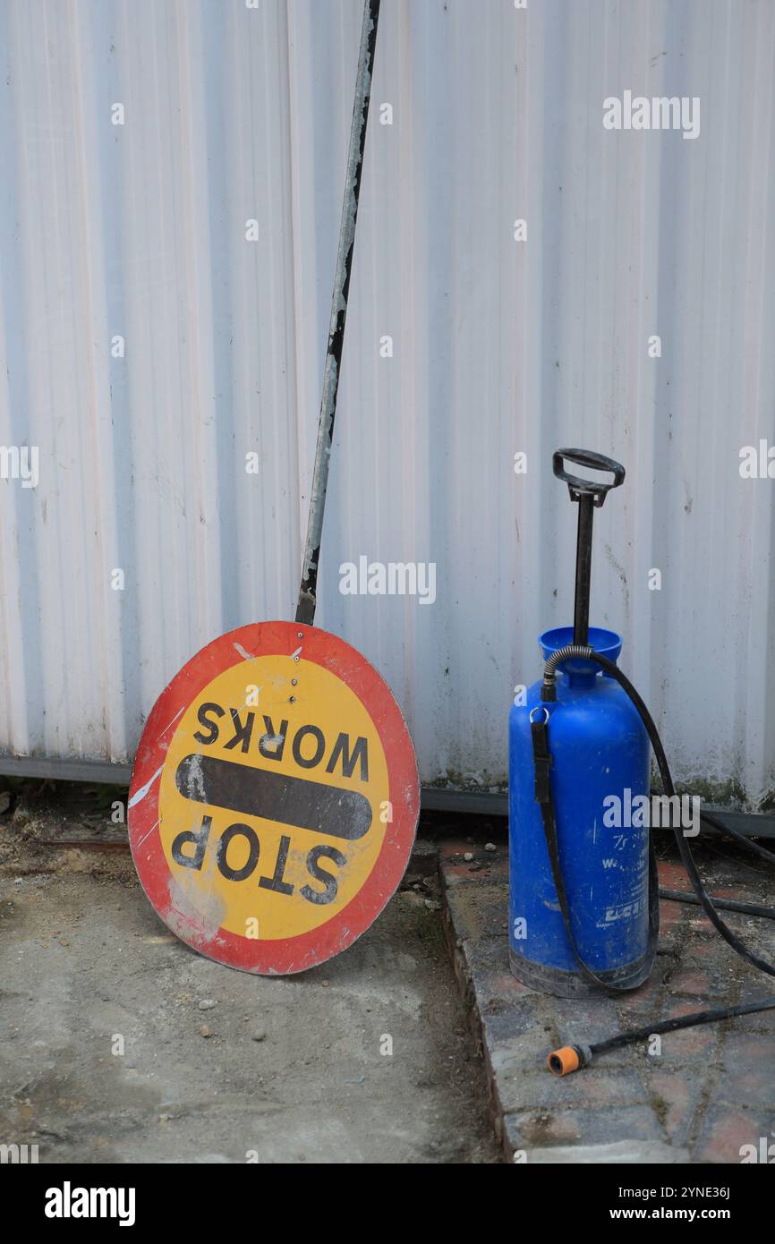 Stop works roadworks sign concept construction work working works ...