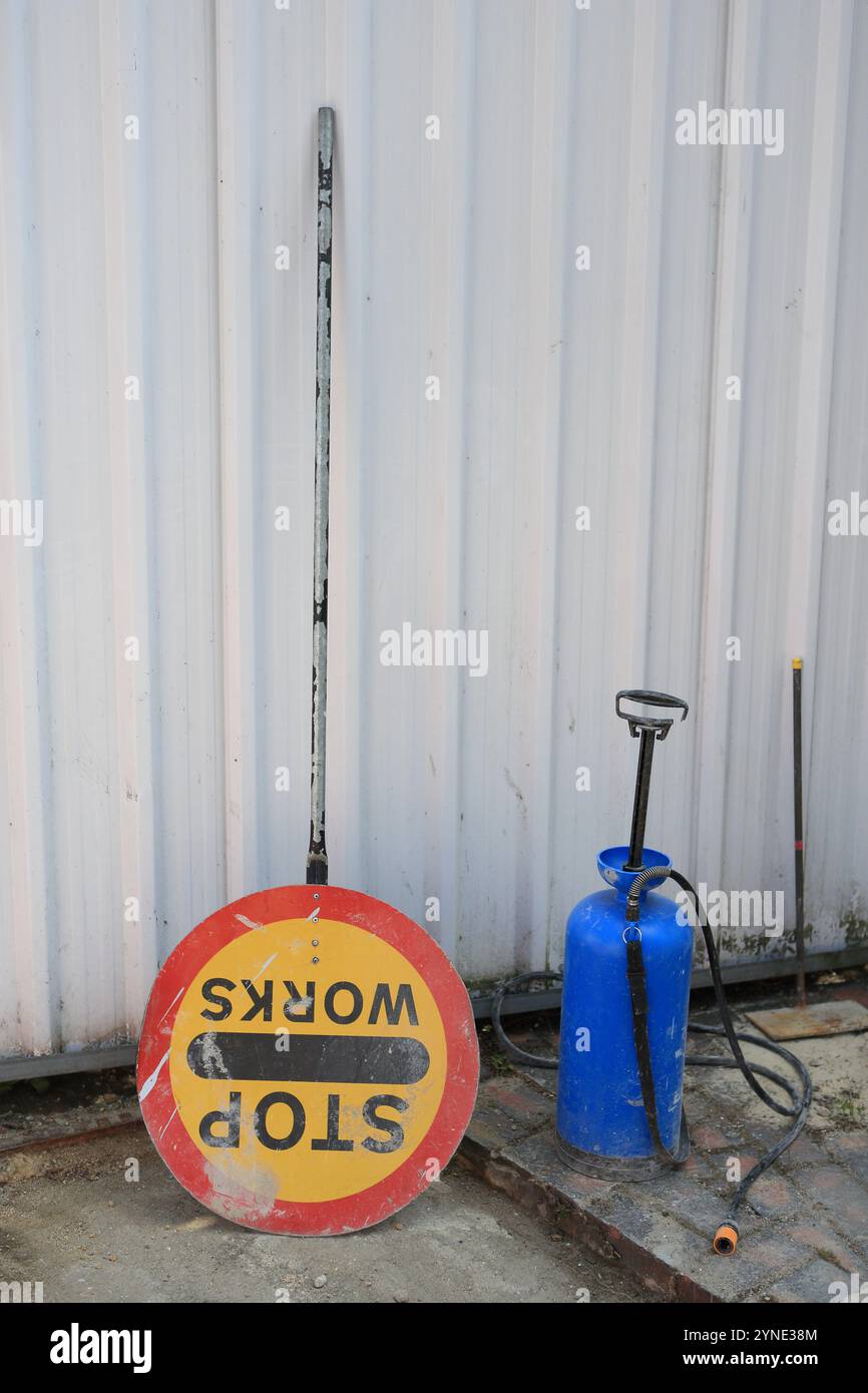 Stop works roadworks sign concept construction work working works ...