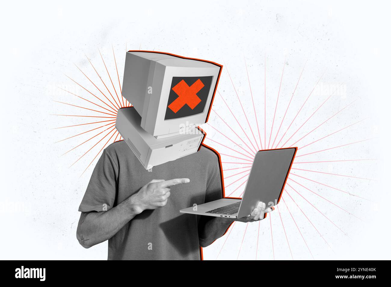 Composite trend artwork sketch image collage of silhouette young guy ...