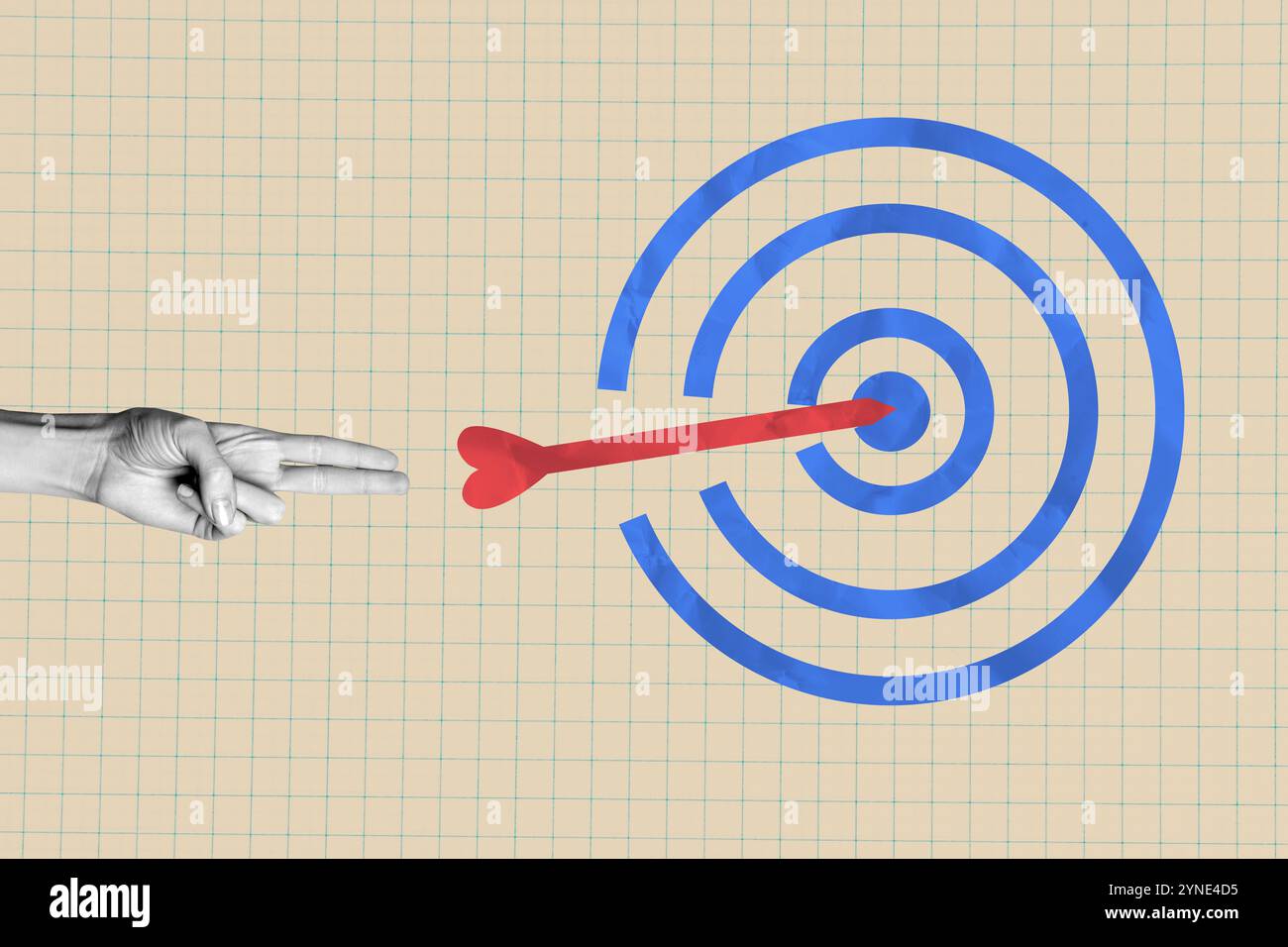 Trend artwork creative sketch 3D photo collage of target goal aim point ...