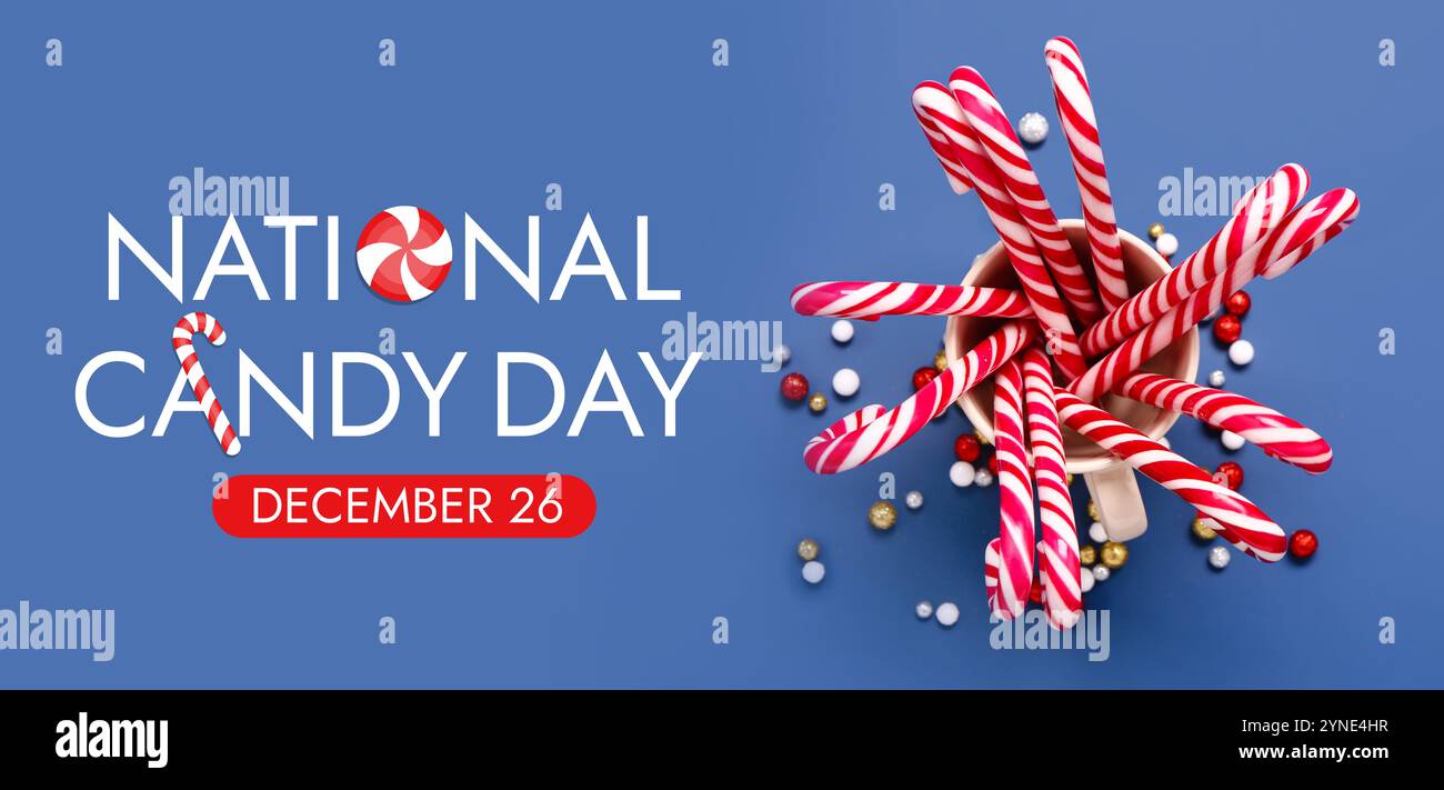 Banner for National Candy Cane Day with tasty sweets in cup Stock Photo ...