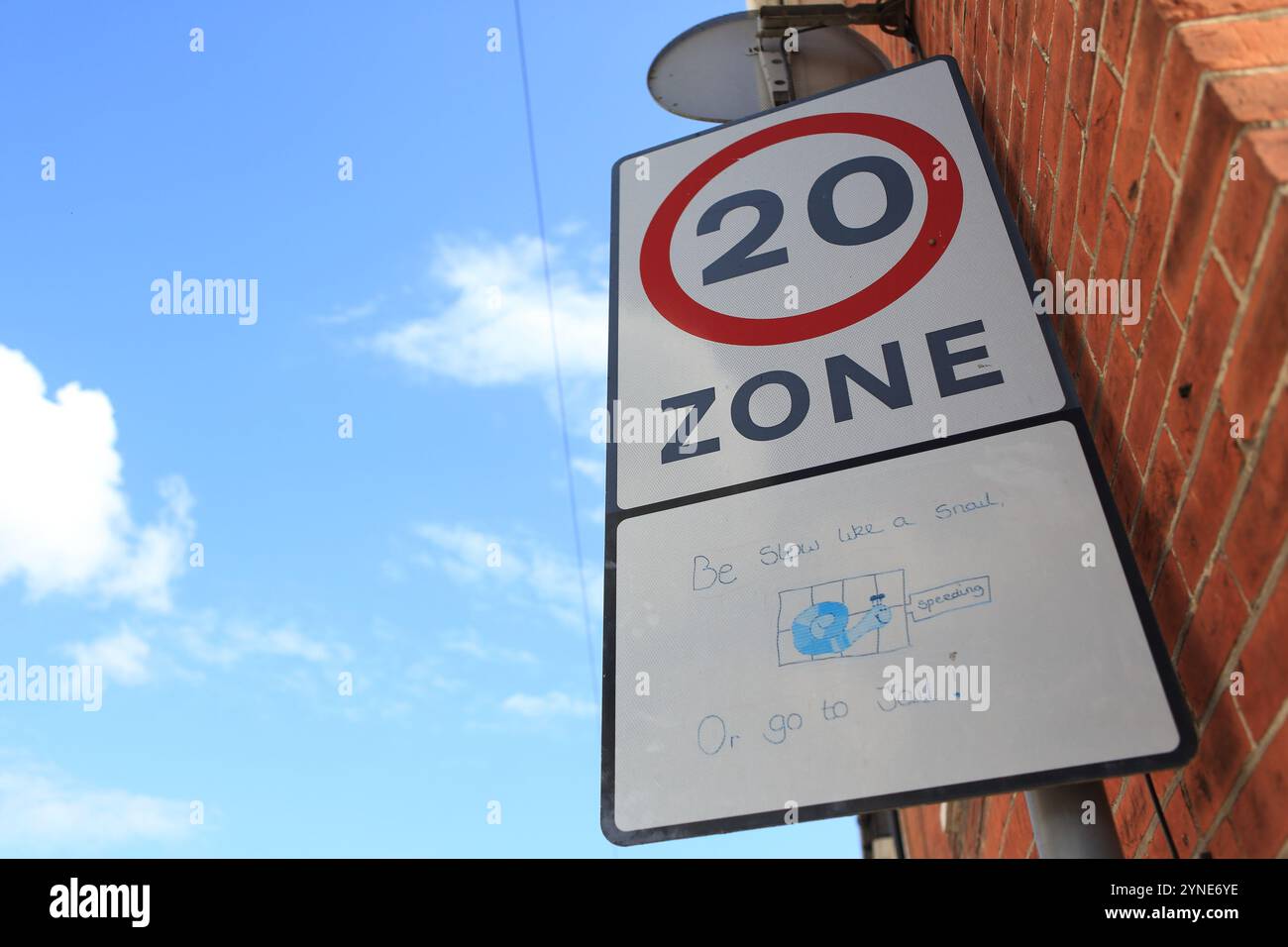 20 mph speed restriction zone sign in residential road Salisbury ...