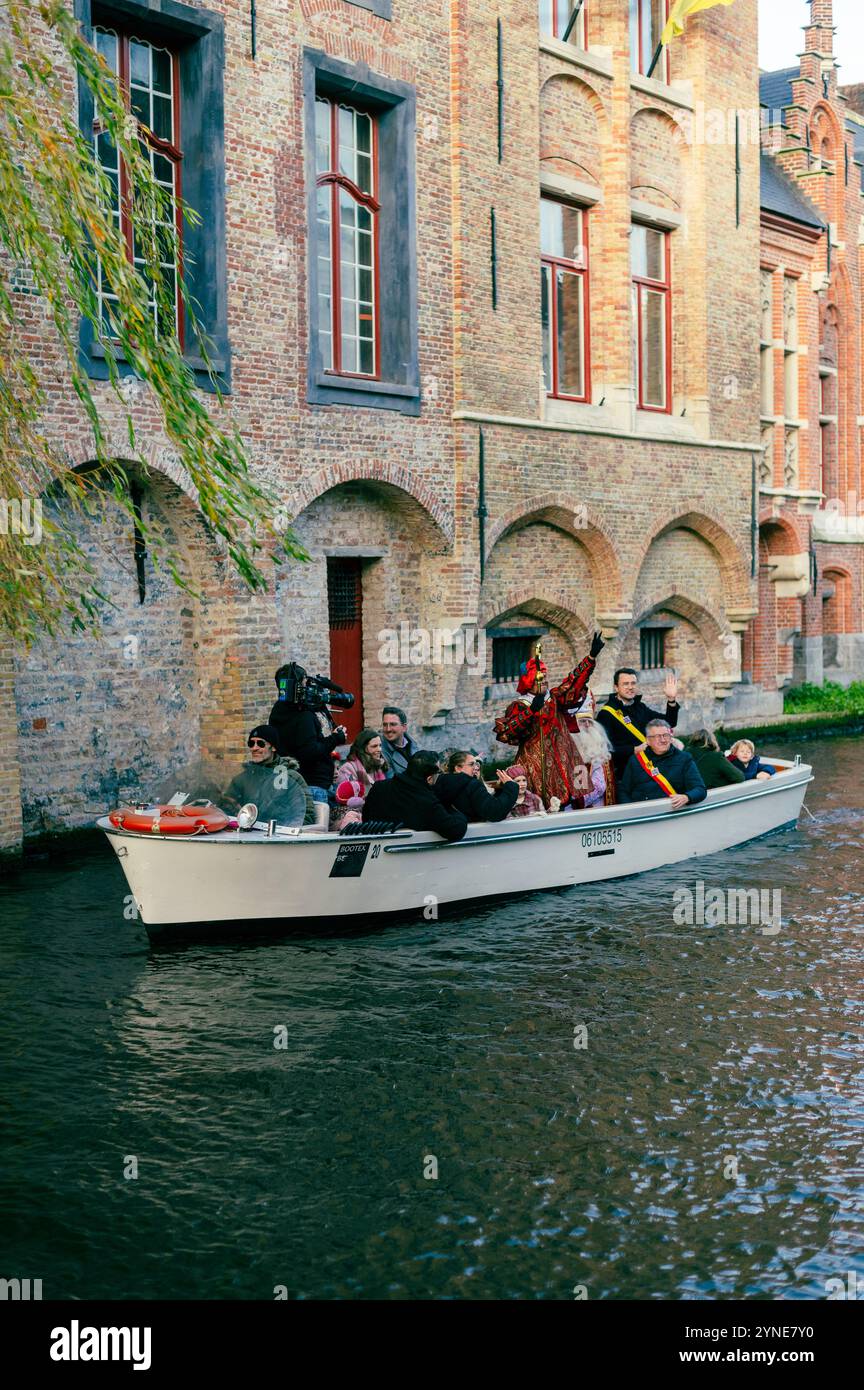 Sinterklaas (belgian Santa Claus) is arrived by boat in Belgium Stock ...