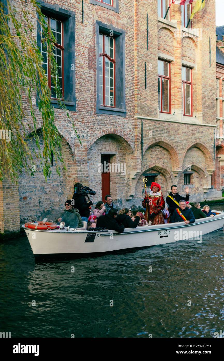 Sinterklaas (belgian Santa Claus) is arrived by boat in Belgium Stock ...