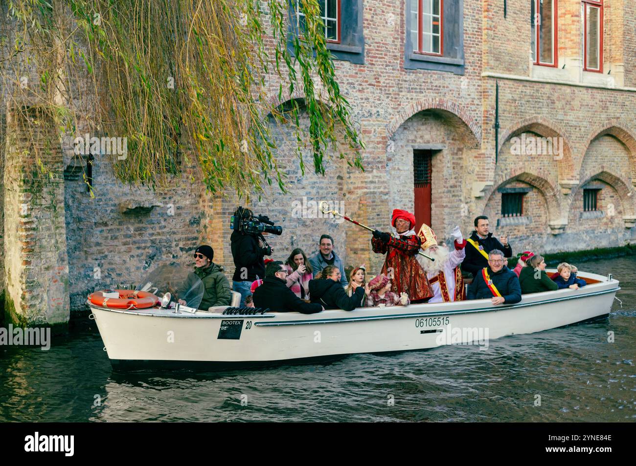 Sinterklaas (belgian Santa Claus) is arrived by boat in Belgium Stock ...