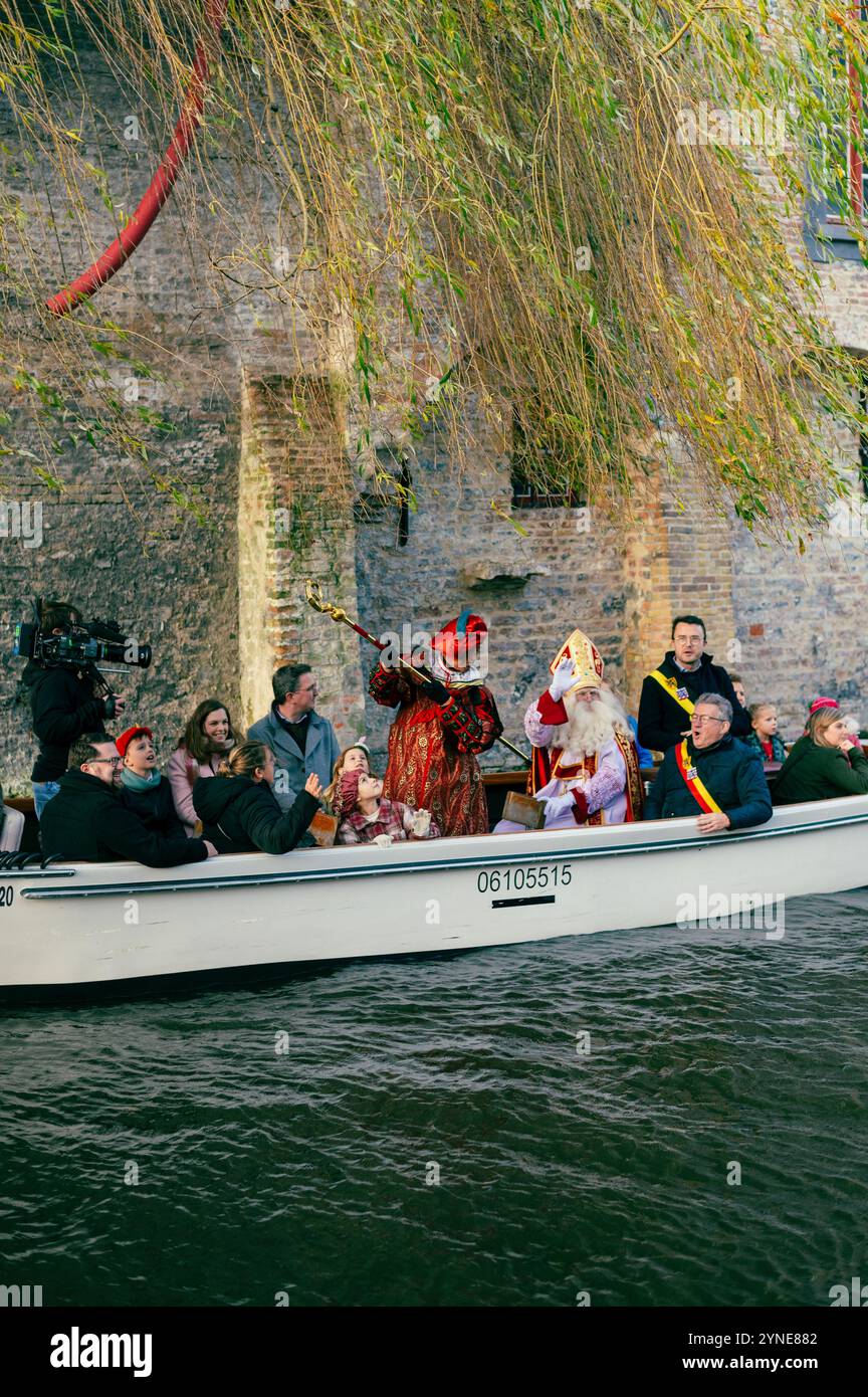 Sinterklaas (belgian Santa Claus) is arrived by boat in Belgium Stock ...