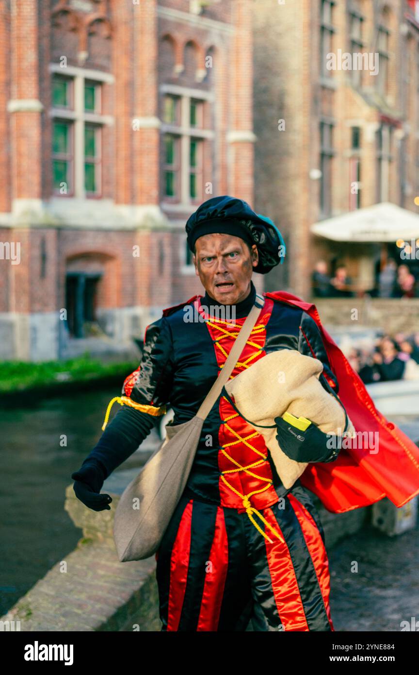 Sinterklaas (belgian Santa Claus) is arrived by boat in Belgium Stock ...