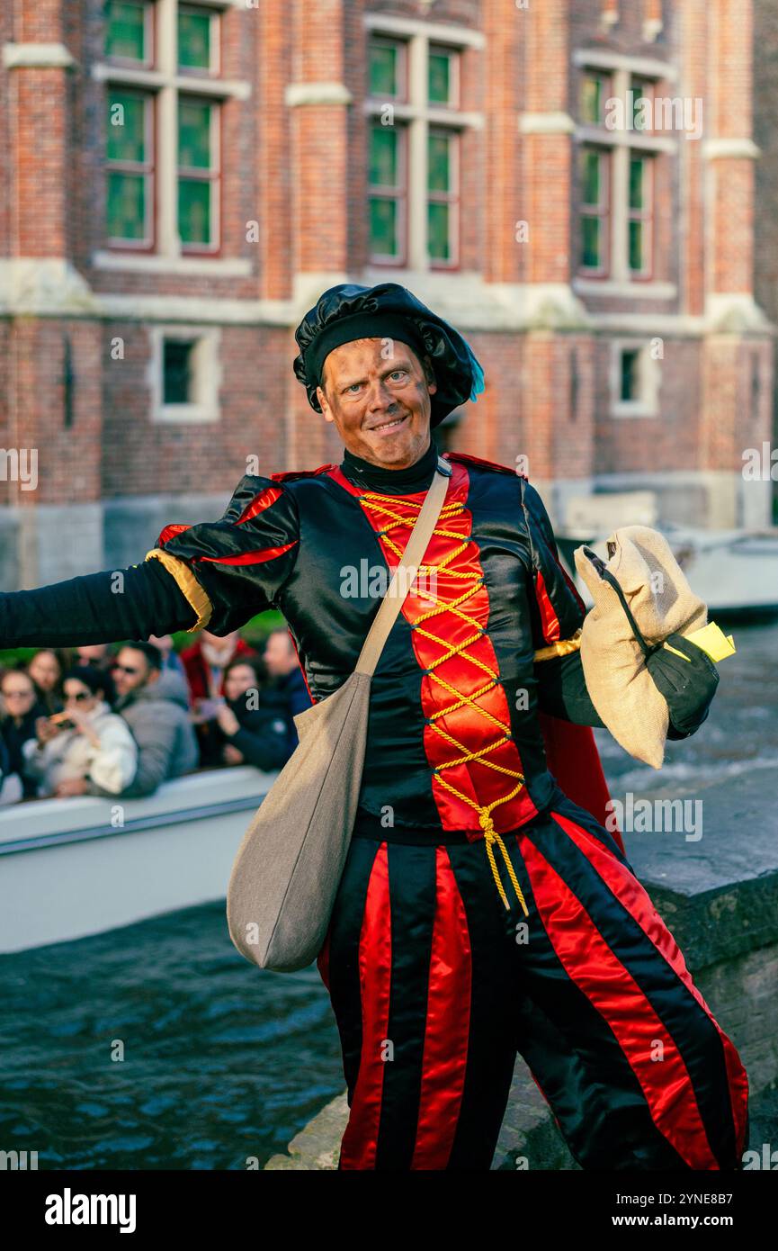 Sinterklaas (belgian Santa Claus) is arrived by boat in Belgium Stock ...