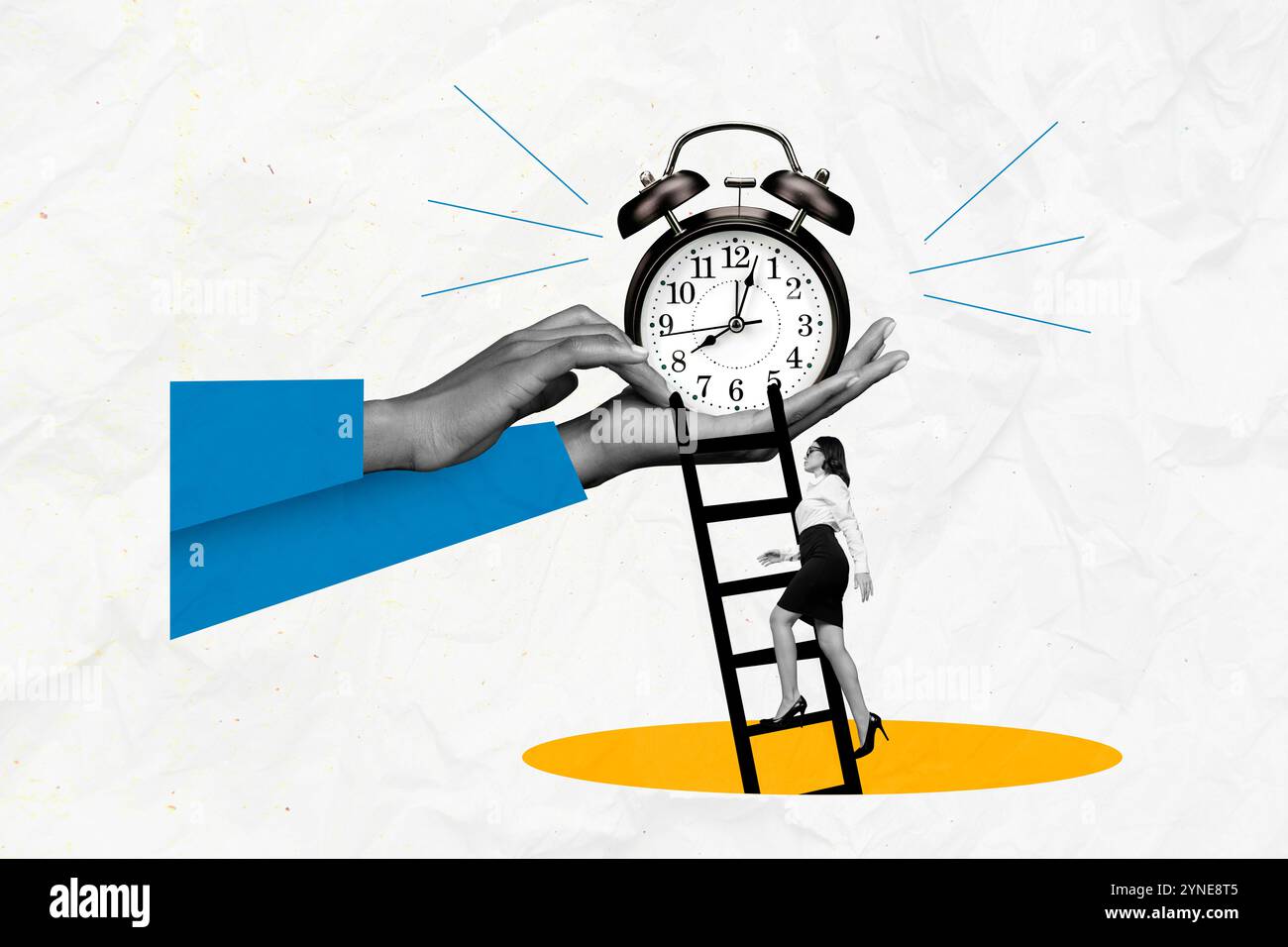 Composite collage picture image of young female climbing career ladder ...