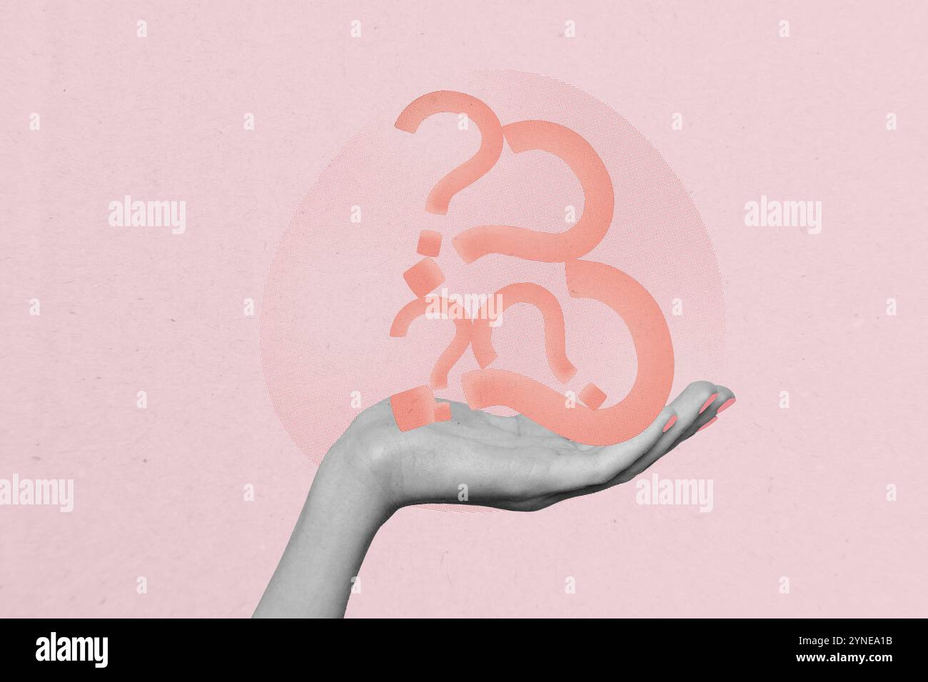 Composite photo collage of hand hold question mark dilemma brainstorm ...