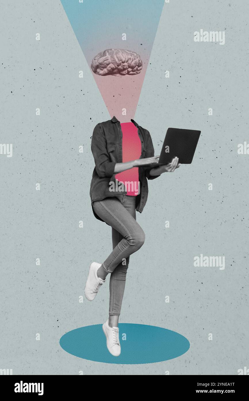 Collage trend artwork composite sketch poster of caricature headless ...