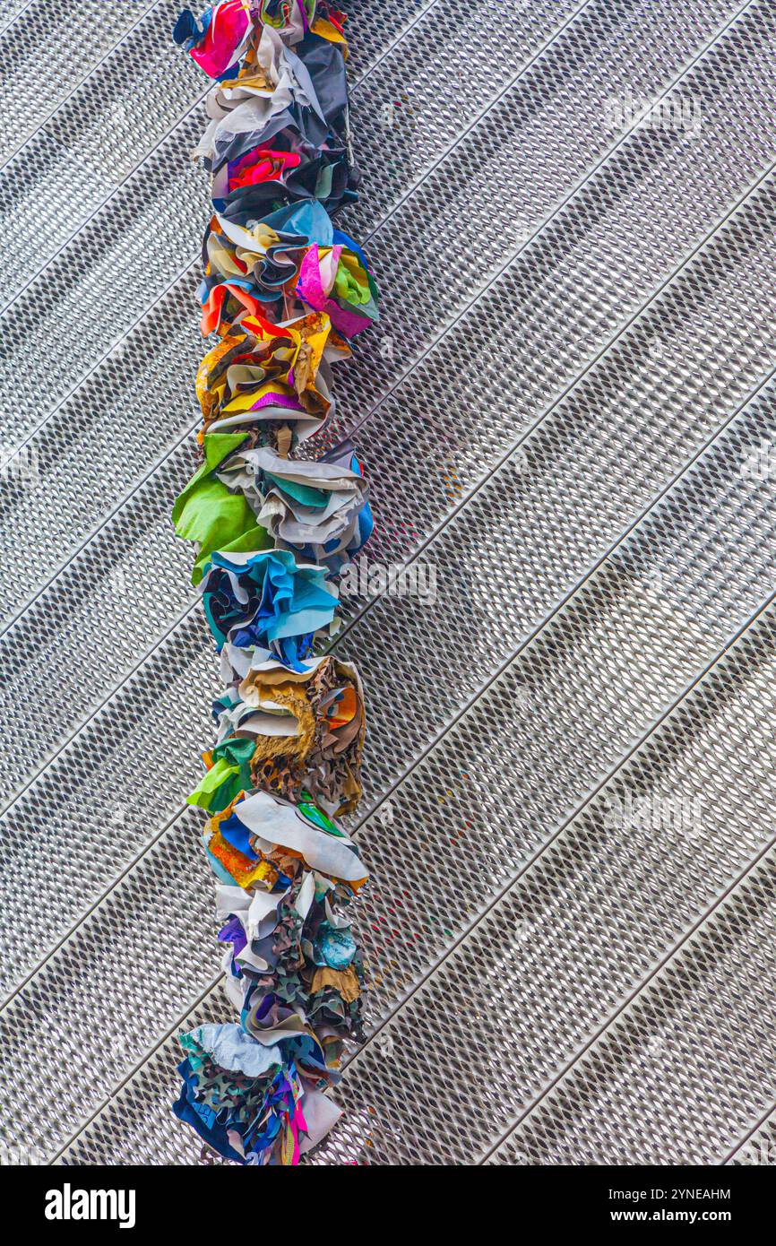 Abstract fabric on metal siding at the Polygon Gallery at Lonsdale Quay ...