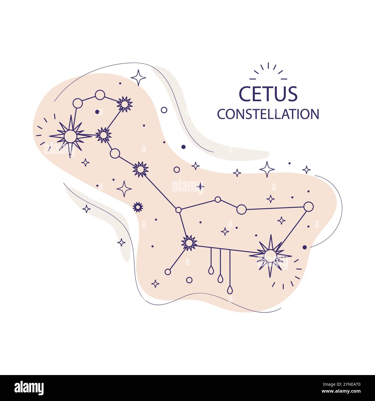 Setus or whale constellation of stars of the northern hemisphere on a ...