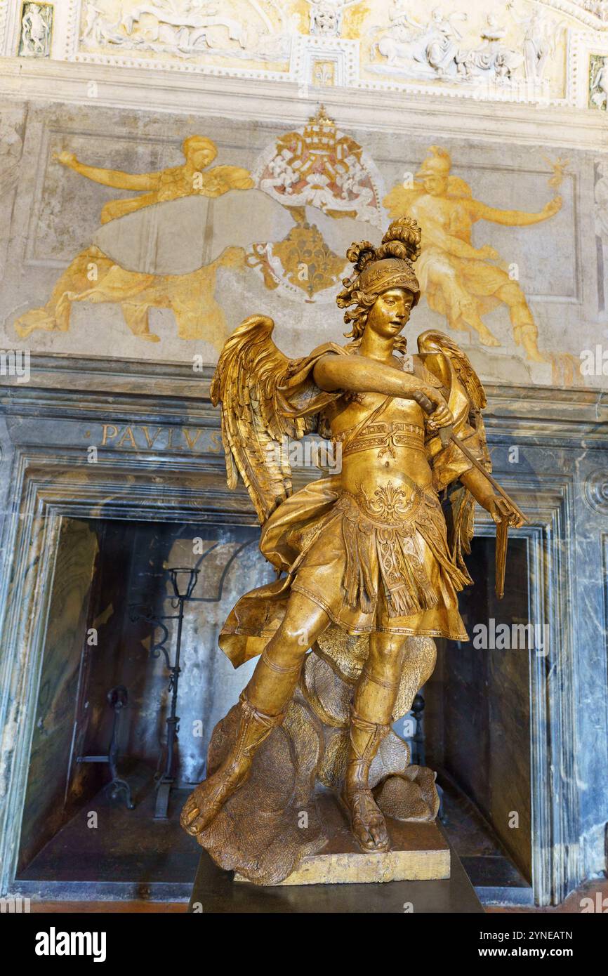 Rome, Italy: Sculpture of san michele arcangelo in golden color by the ...