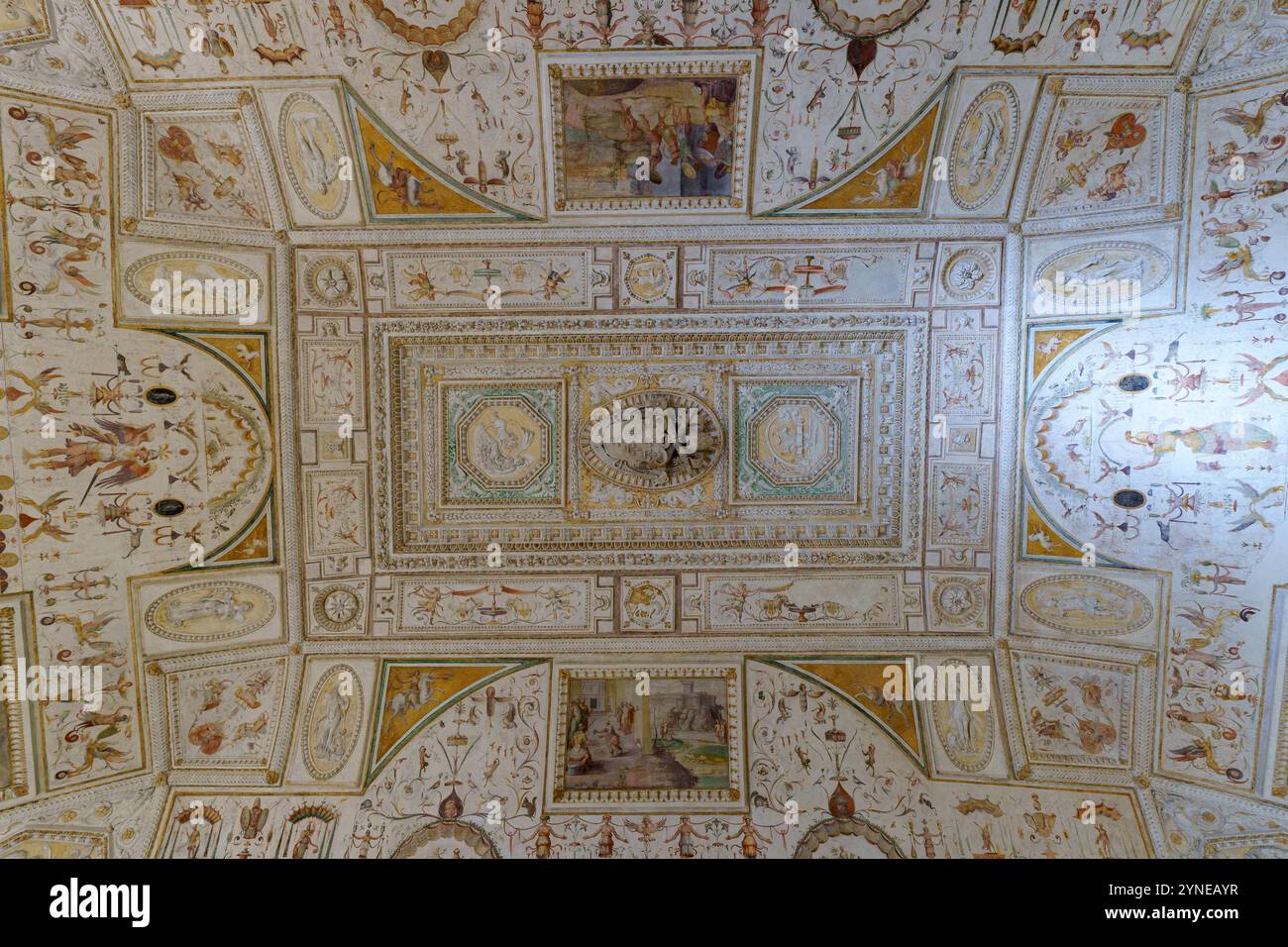 Rome, Italy: Art on the ceiling view of Castle of Holy Angel (Castel ...