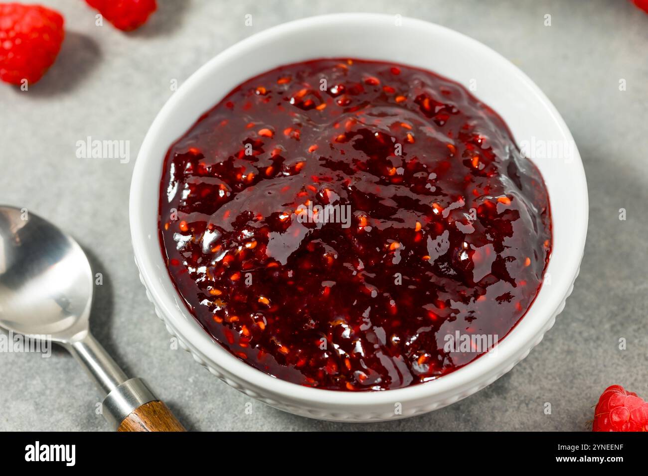 Sweet Homemade Red Raspberry Jam Preserves in a Bowl Stock Photo - Alamy