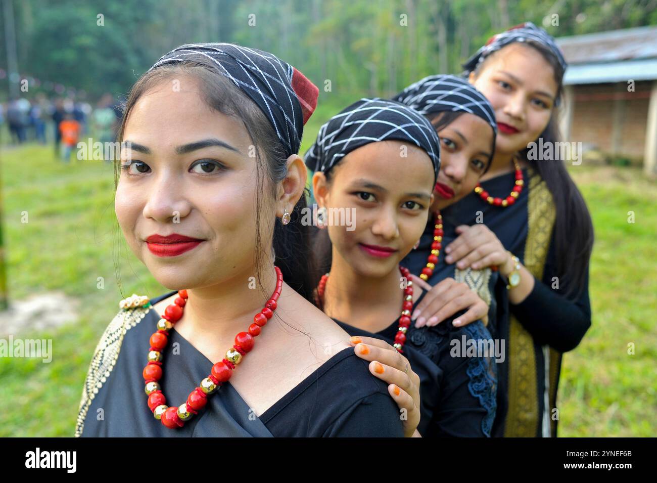Sylhet, Bangladesh. 23rd Nov, 2024. Khasi Tribe adorn with their ...