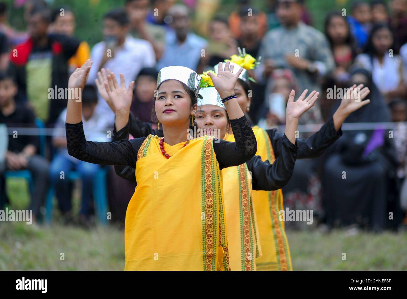 Khasi Tribe adorn with their traditional attire taking part during a ...