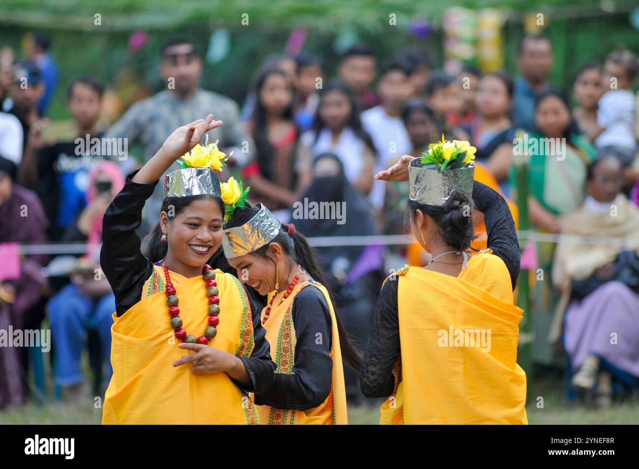 Khasi Tribe adorn with their traditional attire taking part during a ...