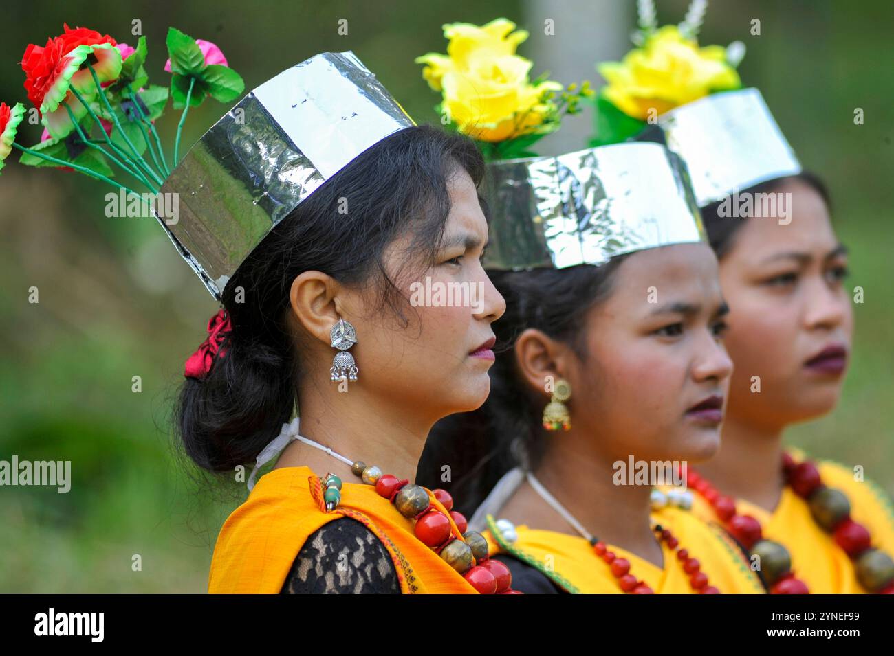 Sylhet, Bangladesh. 23rd Nov, 2024. Khasi Tribe adorn with their ...