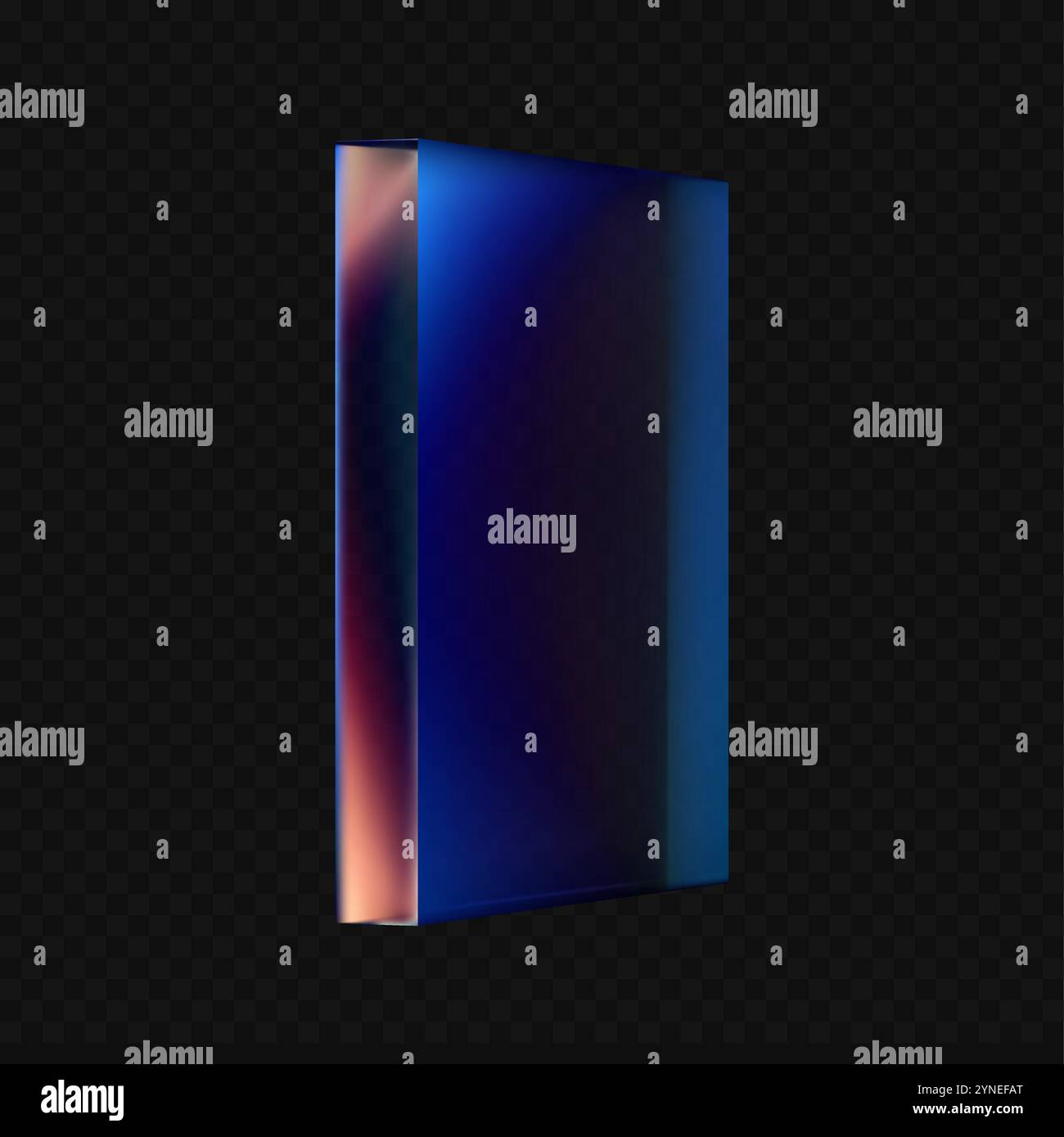 Tall rectangular 3d glass with blue and purple gradient on dark ...