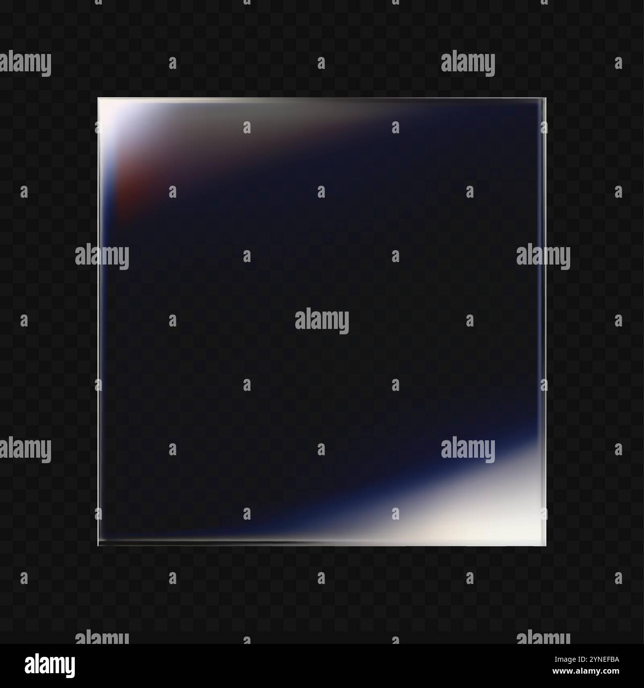 Transparent glass square with soft gradient reflections on dark ...