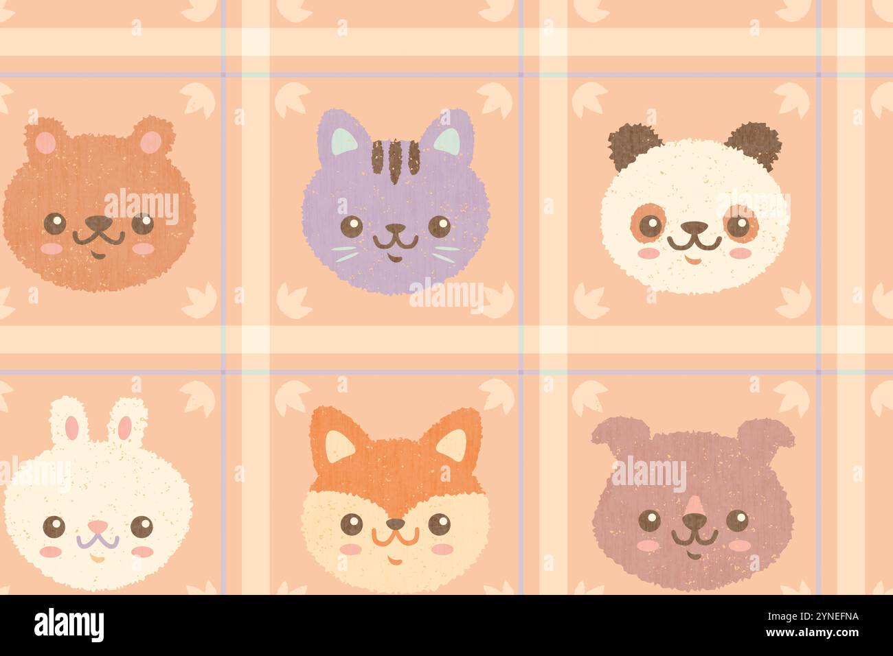 Baby seamless pattern of cute animals. Cat, dog, fox, bear, panda and ...