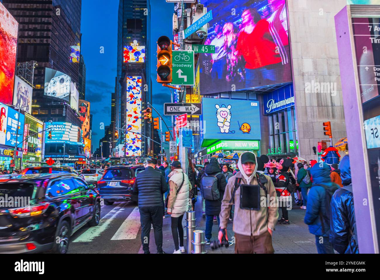 Vibrant evening scene in Times Square, New York City, with illuminated ...