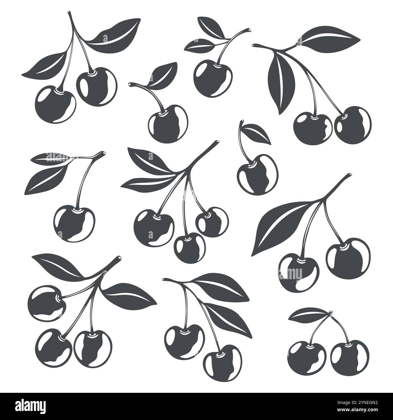 Cherry clipart Black and White Stock Photos & Images - Alamy