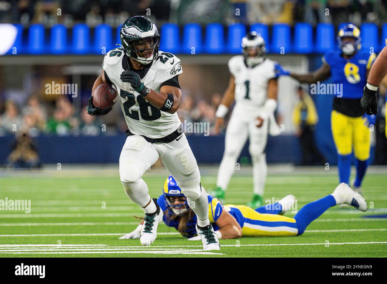 Philadelphia Eagles running back Saquon Barkley (26) runs the ball ...