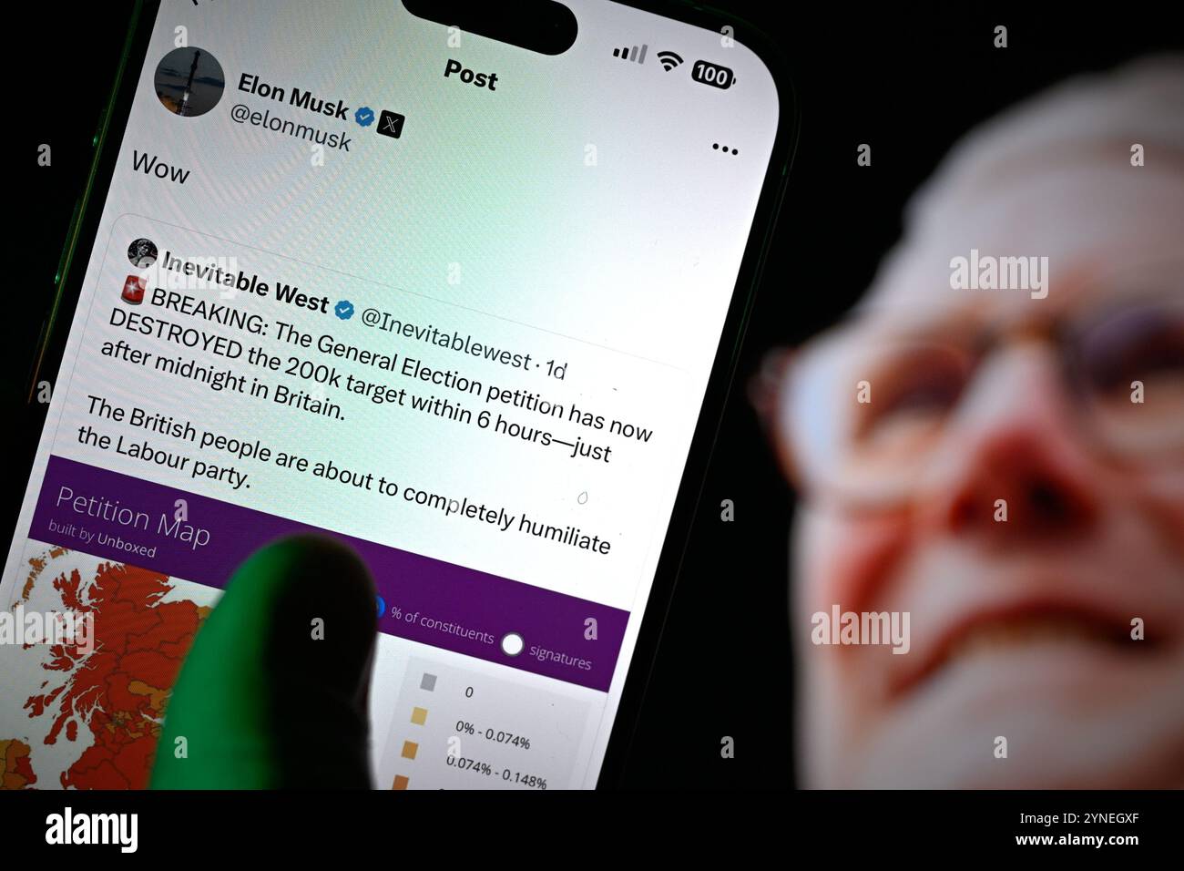 A post calling for a general election in the UK is seen reposted by ...