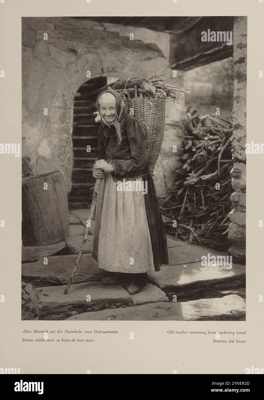 Older Woman returning wfrom gathering wood. From Swiss Photographer ...