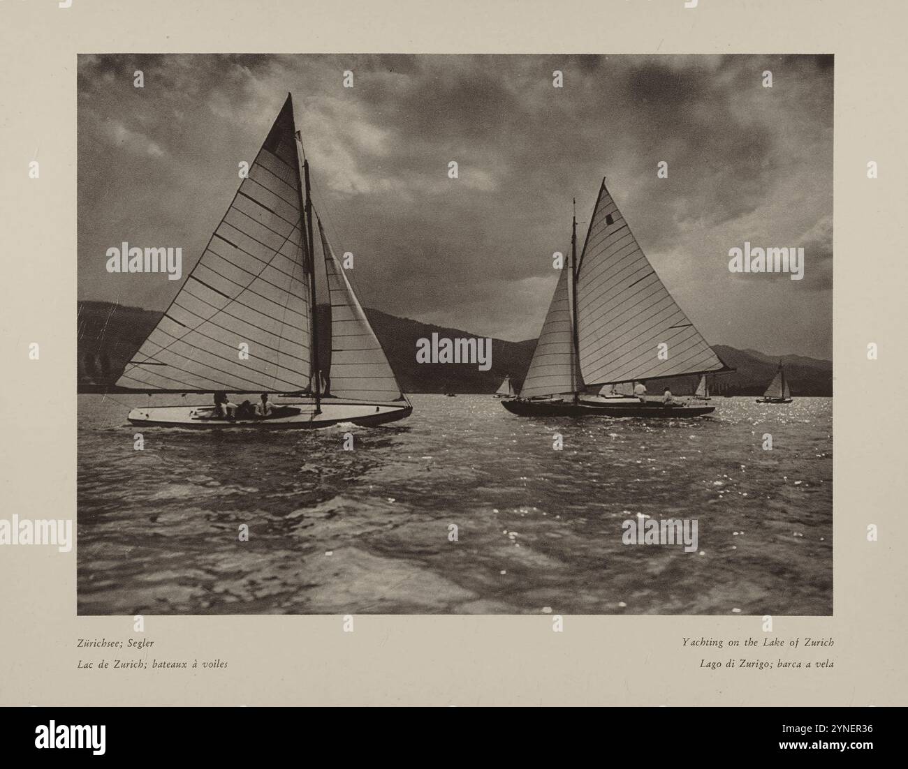 Yachting on Lake Zurich. Sail boats cruising on water. From Swiss ...