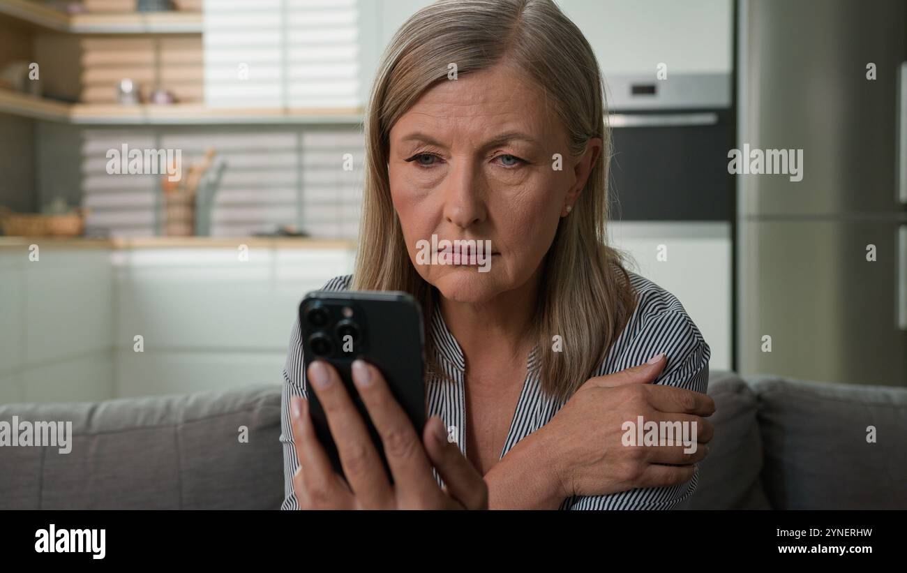 Shocked mature senior Caucasian woman female old lady elderly granny ...