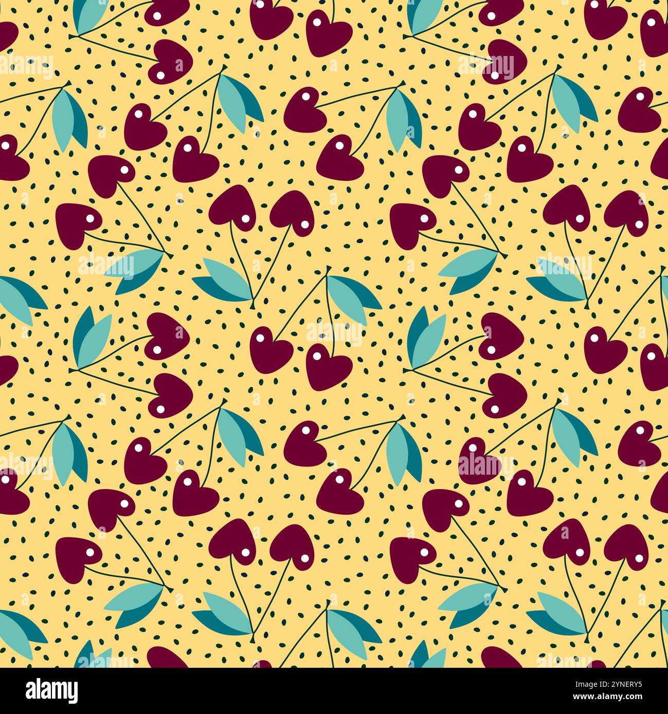 Summer fruit seamless cherry berry pattern for wrapping paper and ...