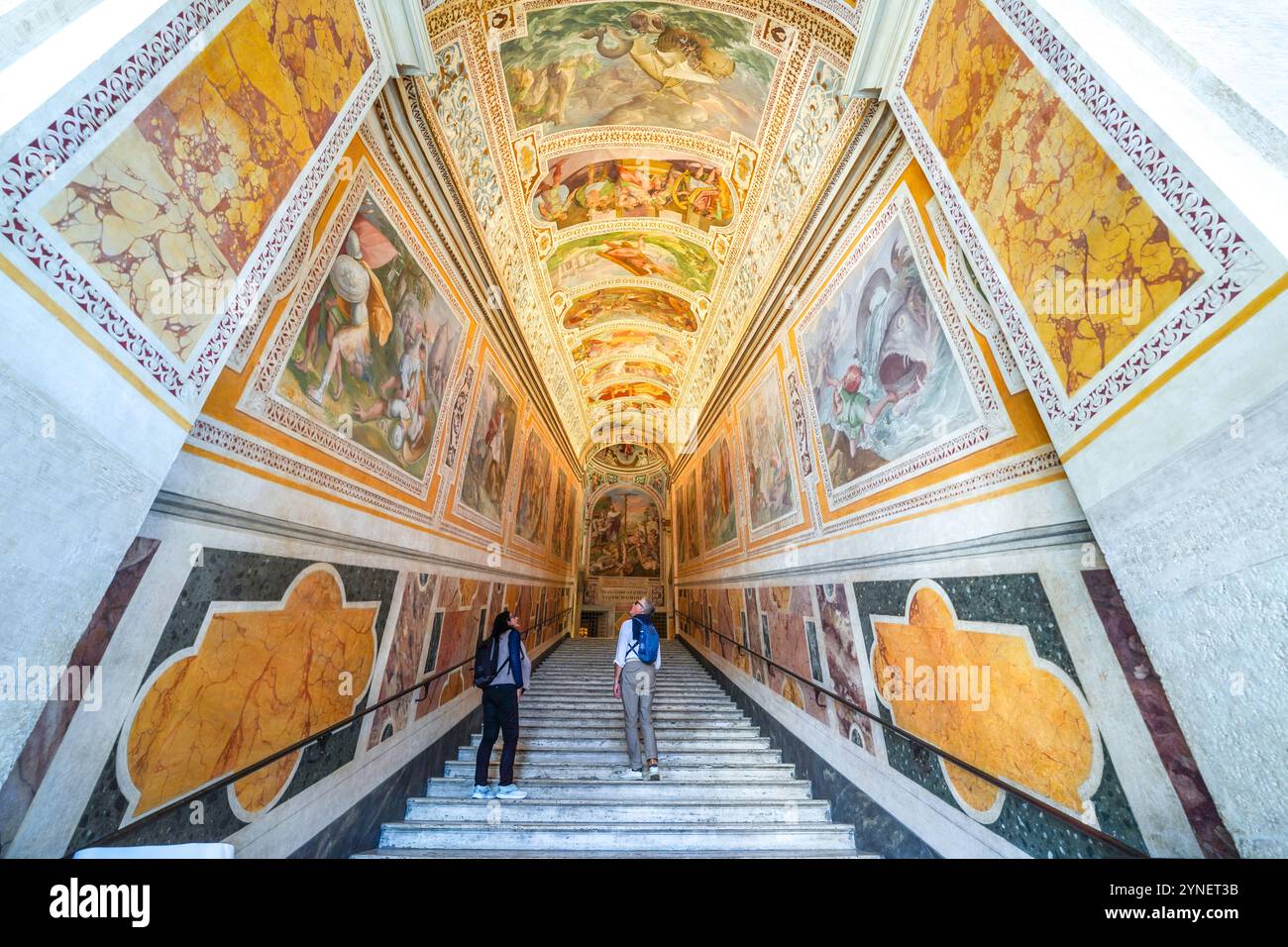 Inside Pontifical Sanctuary, the Holy Stairs, Lateran Palace. People ...
