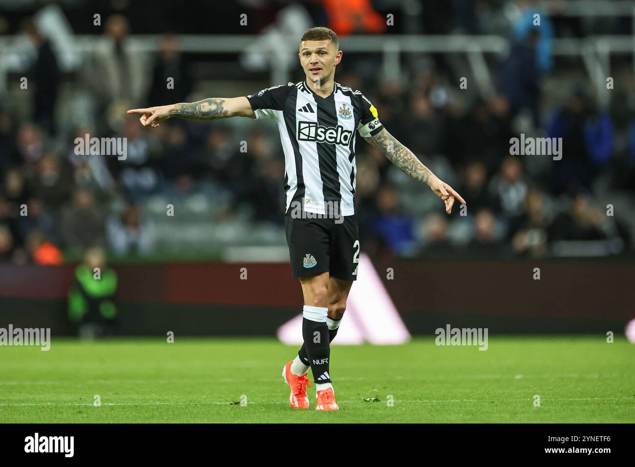 Kieran Trippier of Newcastle United gives his team instructions during ...