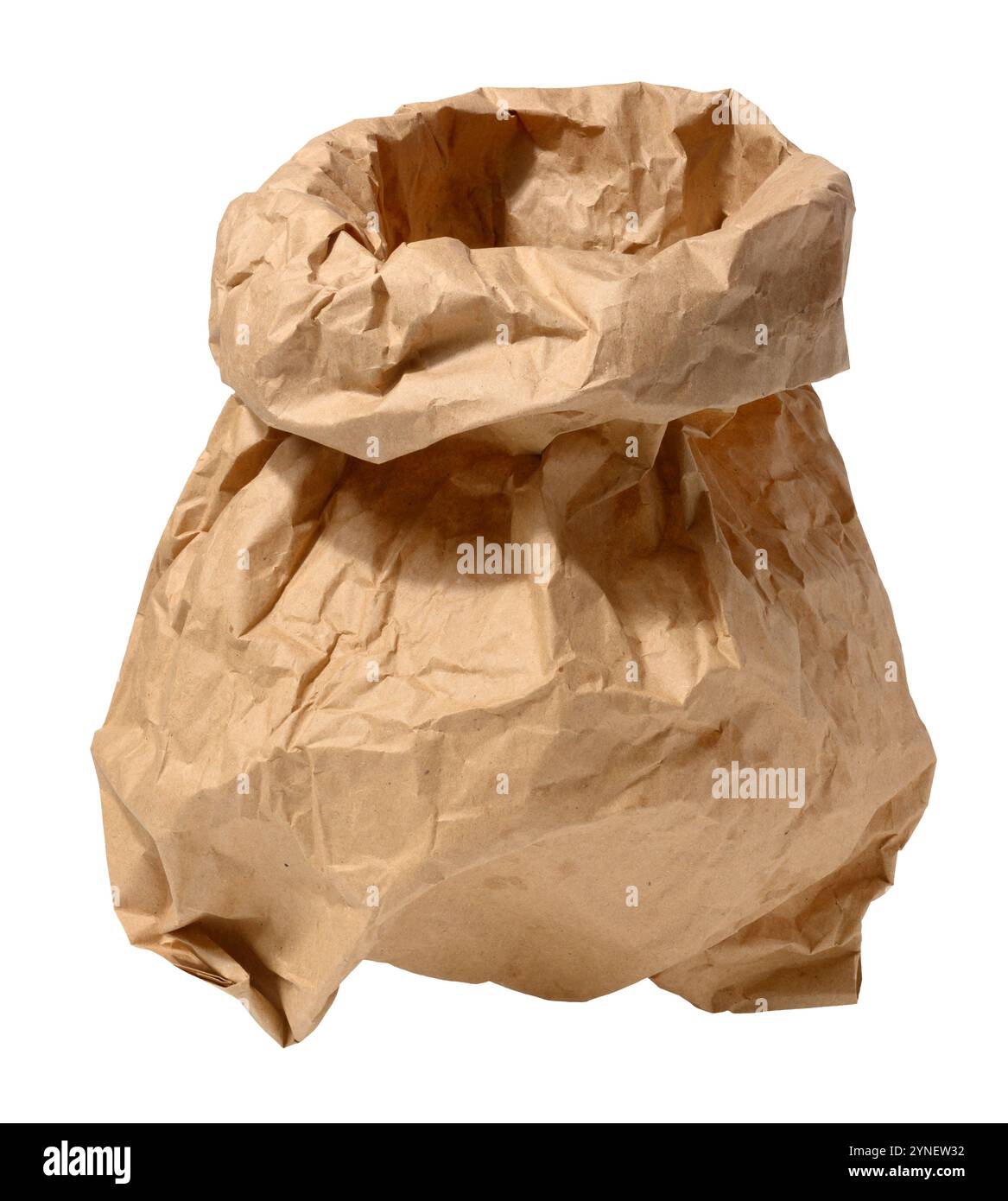 Crumpled full paper grocery bag on isolated background Stock Photo - Alamy