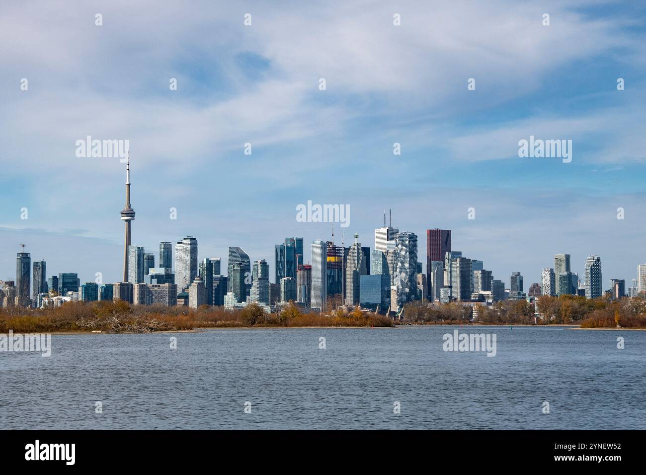 View of downtown Toronto from Tommy Thompson Park in Scarborough ...