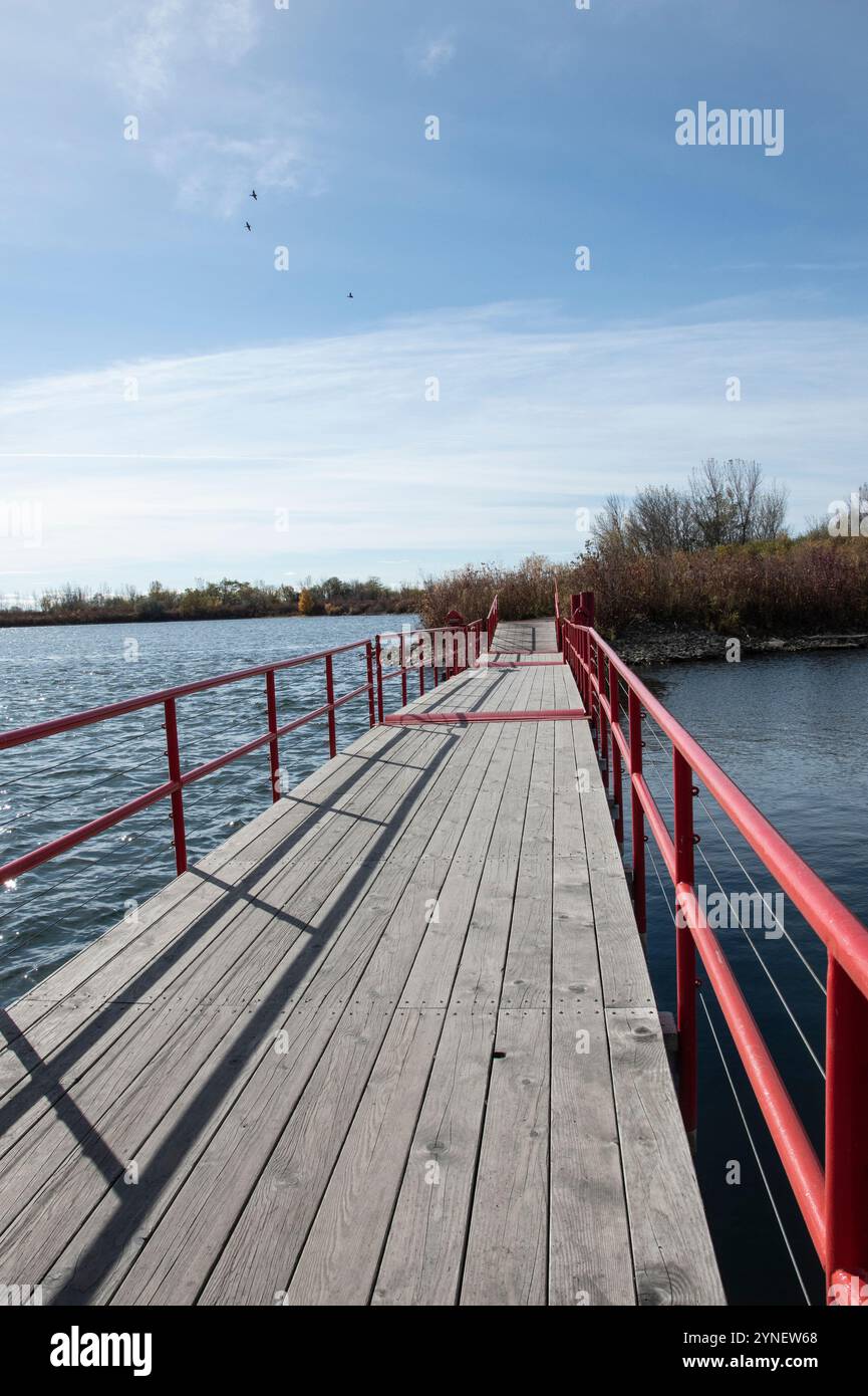 Floating pedestrian bridge at Tommy Thompson Park in Scarborough ...