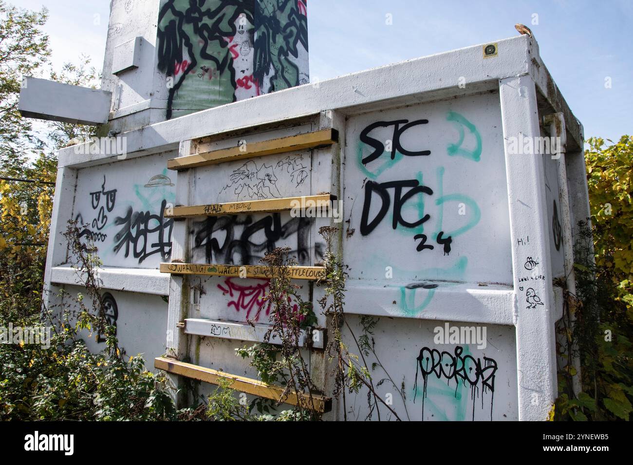 Graffiti tagged on a shipping container at Toronto Harbour Lighthouse ...