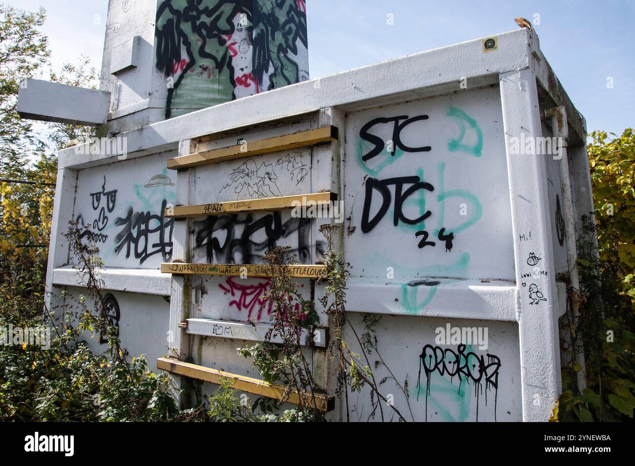 Graffiti tagged on a shipping container at Toronto Harbour Lighthouse ...