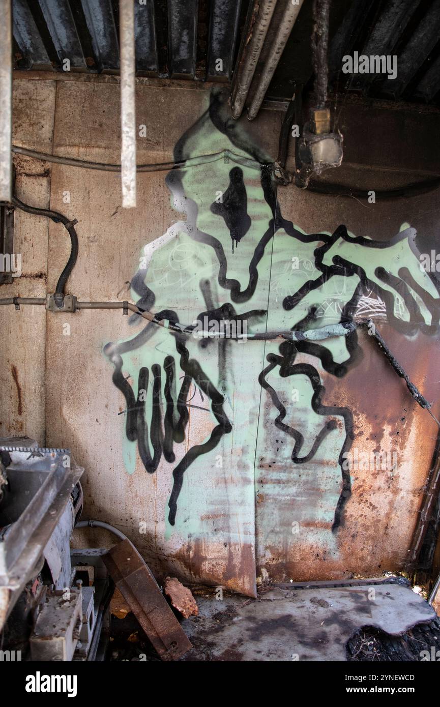 Graffiti tagged on the utility shed at Toronto Harbour Lighthouse at ...